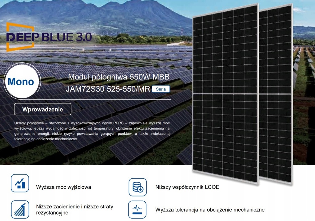 Panel fotowoltaiczny JA Solar JAM72S30-540/MR 540W - 12686477508 ...