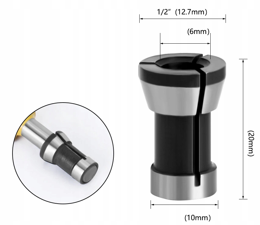 Tulejka Tuleja zaciskowa adapter 6mm uchwyt freza - 12405812634 - oficjalne archiwum Allegro