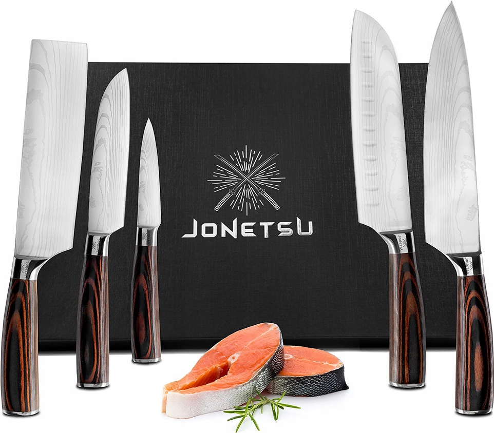 JONETSU PROFESJONALNY ZESTAW NOŻY JAPOŃSKICH PAKKA - 13522259938 - oficjalne archiwum Allegro
