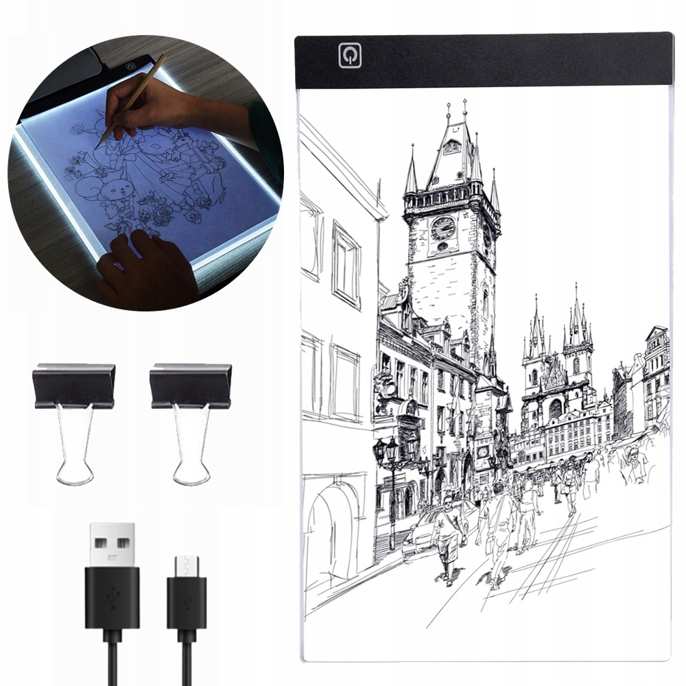 PODŚWIETLANA DESKA TABLICA KREŚLARSKA TABLET GRAFICZNY DO RYSOWANIA LED ...