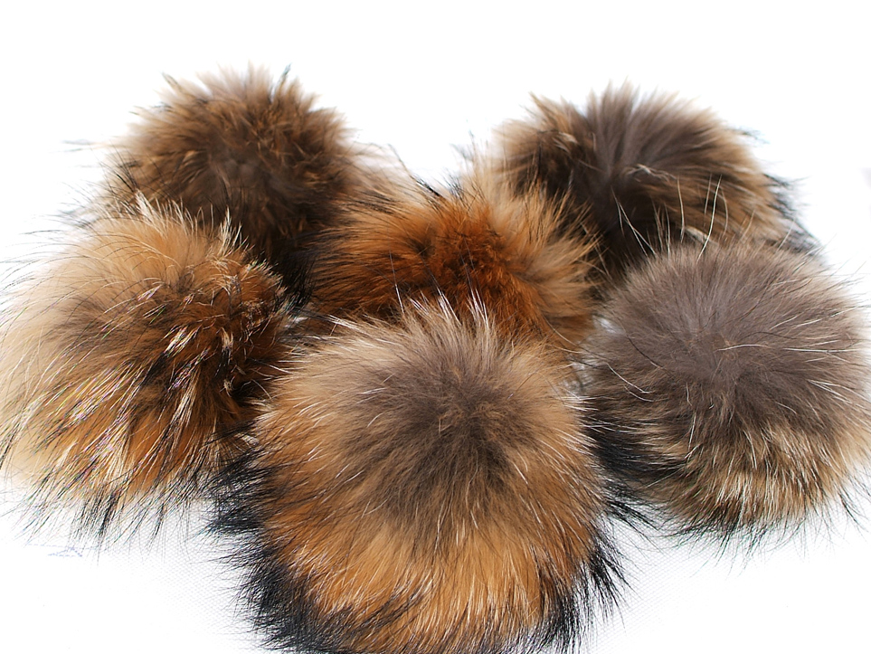 Pompon NATURALNY z JENOTA - duży, dwa odcienie. - 7067752305 ...