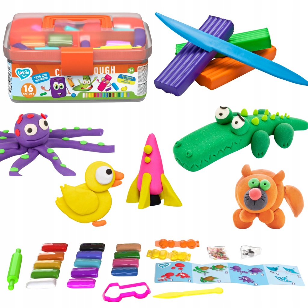 Ciastolina Plastelina Masa Plastyczna Do Modelowania Zestaw Foremki 16 ...