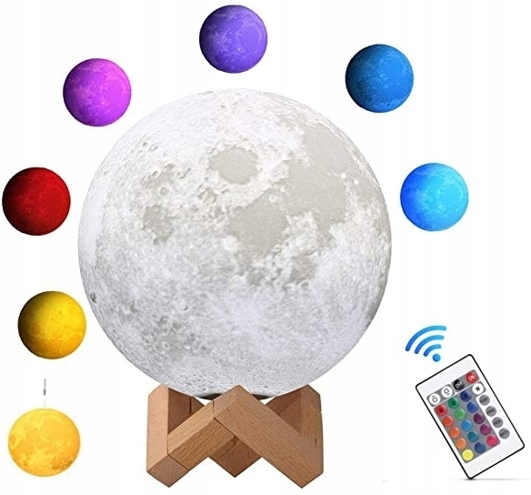 LAMPKA NOCNA ŚWIECĄCY KSIĘŻYC 3D RGB MOON LIGHT - 13307671831 ...