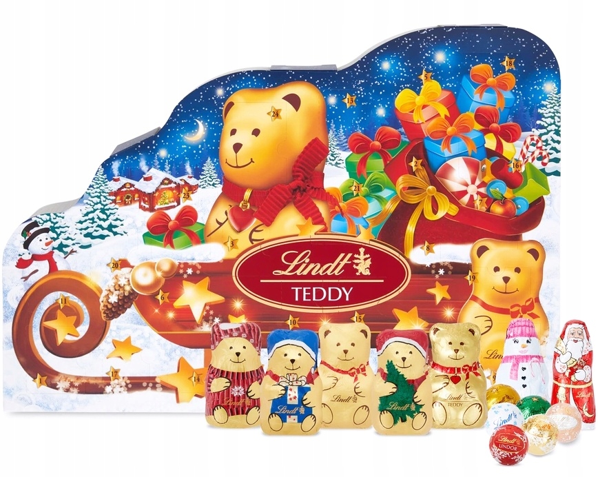 LINDT Kalendarz Adwentowy Teddy 24 czekoladki 265g - 12890009981 - oficjalne archiwum Allegro