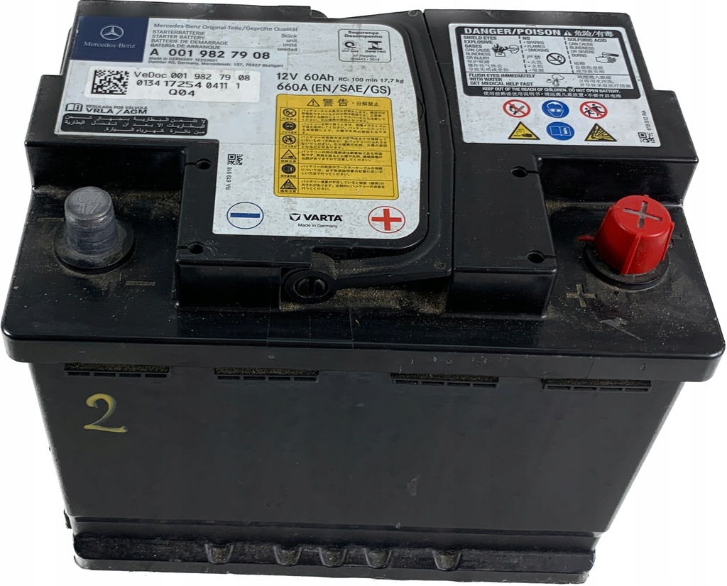MERCEDES AKUMULATOR A0019827908 12V 60AH 660A 2017 - 14135217622 ...