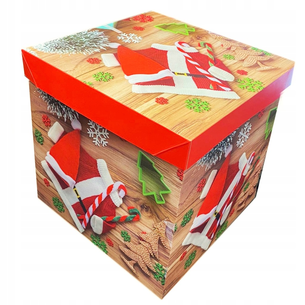 PUDEŁKO PREZENTOWE ŚWIĄTECZNE Z POKRYWKĄ 28x28cm - 11958017440 ...