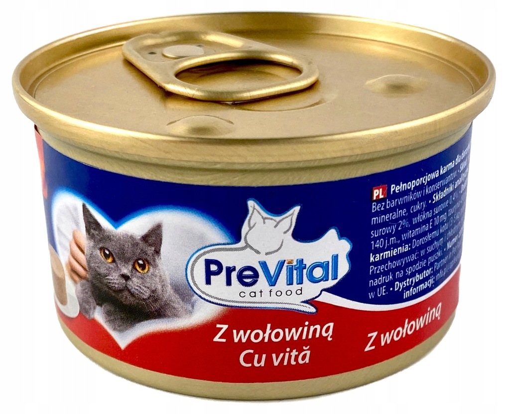 KARMA DLA KOTA Z WOŁOWINĄ PREVITAL 85g - 12391280536 - oficjalne archiwum Allegro