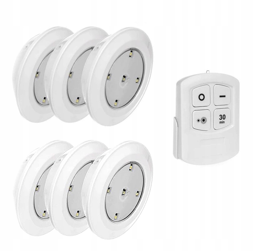 6x LAMPKA BEZPRZEWODOWA LAMPA LED NA BATERIE PILOT - 7904616006 ...