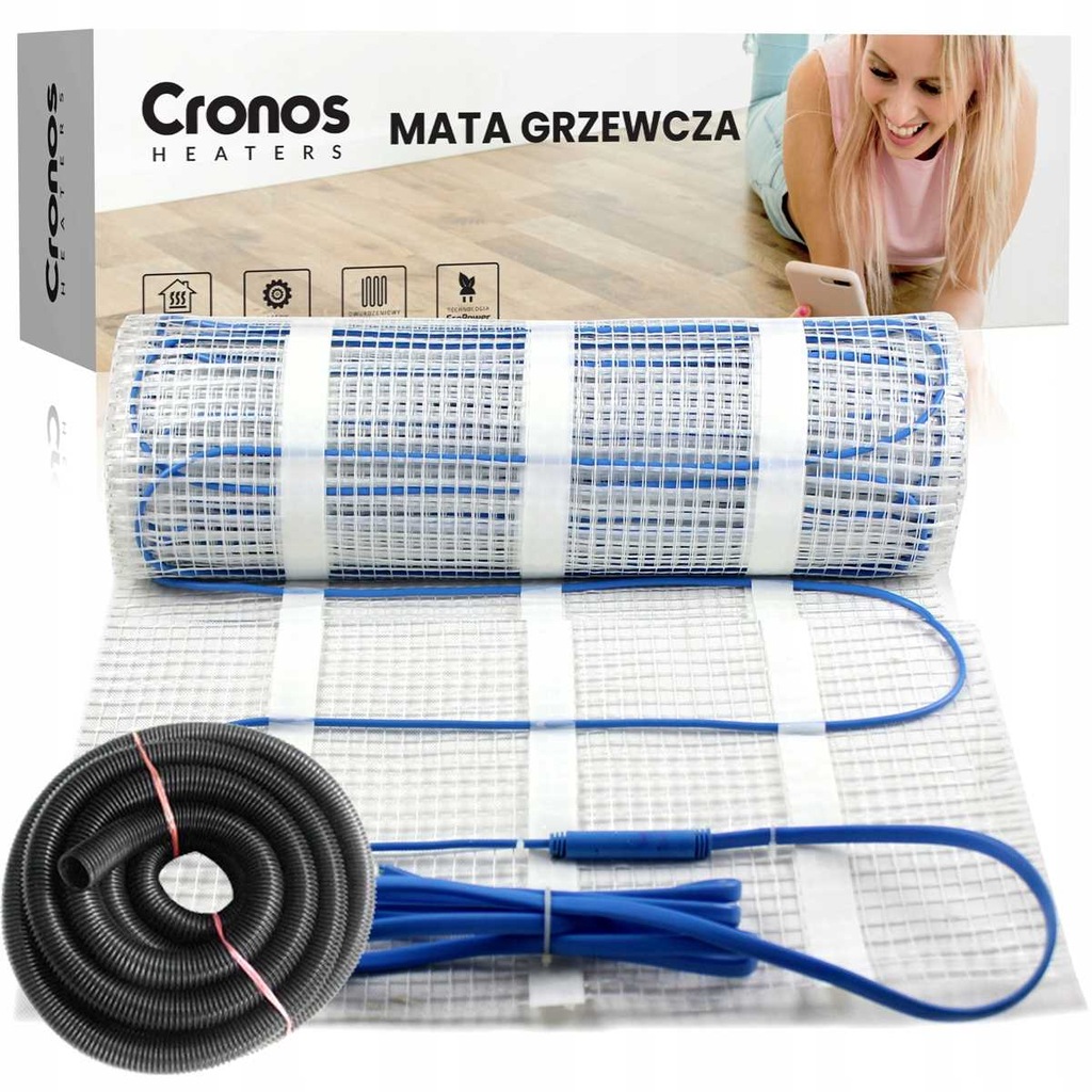 Mata grzewcza grzejna podłogowa 1m2 150W/m2 CRONOS - 12348074427 - oficjalne archiwum Allegro