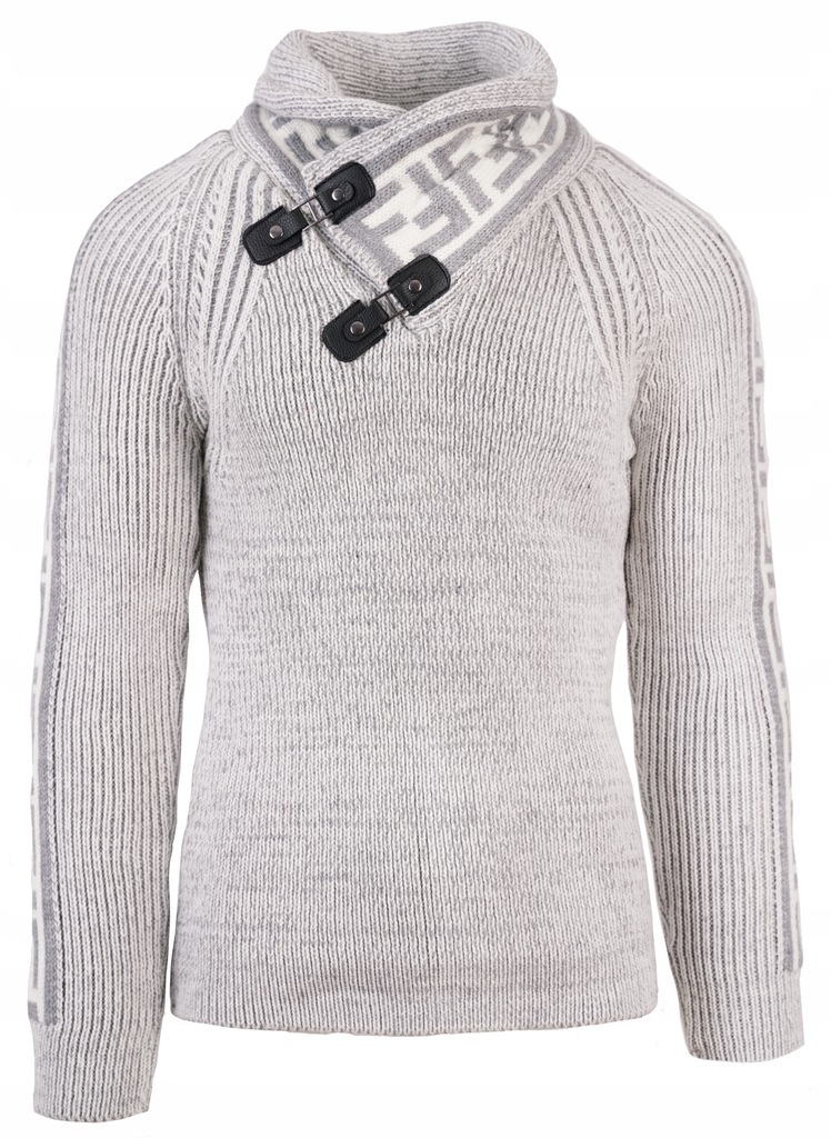 SWETER WEŁNIANY MĘSKI JASNY GRUBY CIEPŁY GOLF KOMIN STÓJKA TURECKI M ...