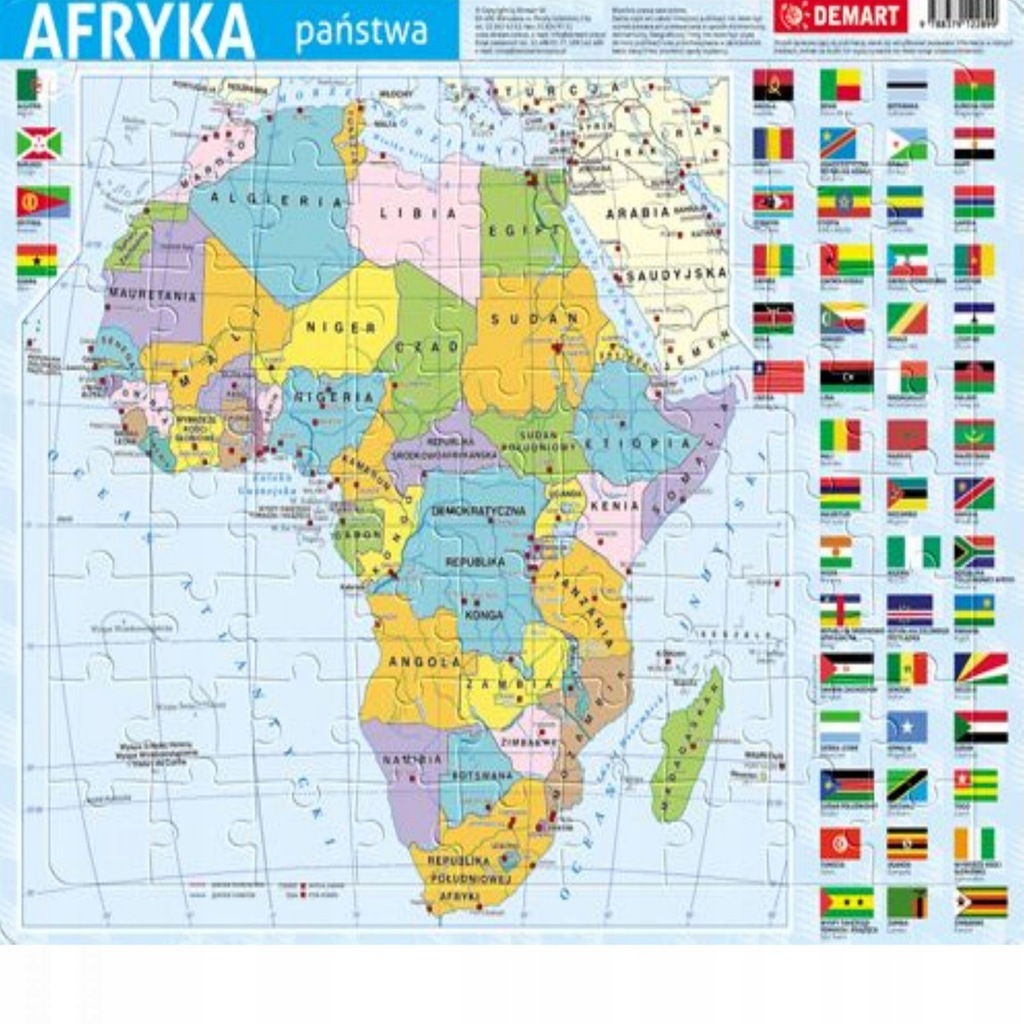 PUZZLE RAMKOWE. AFRYKA. MAPA POLITYCZNA [PUZZLE] - 11137885826 - oficjalne archiwum Allegro