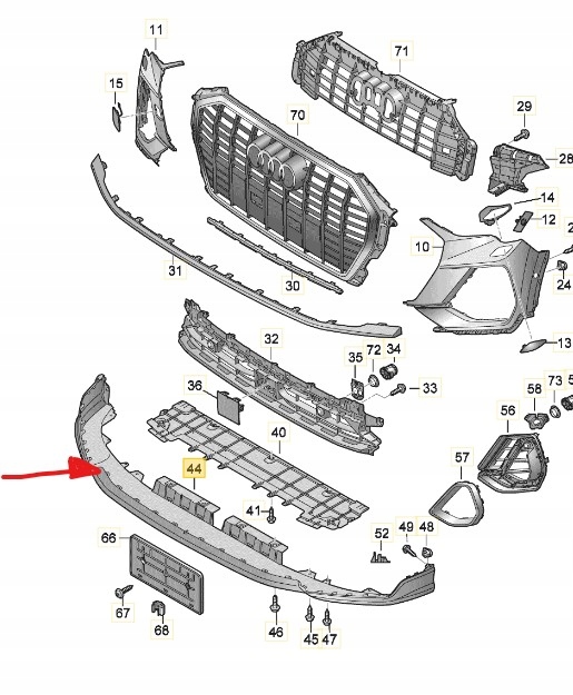 Spoiler przedni Audi Q3 S-line 83A807061B 83A807061BGRU - 15031538335 ...