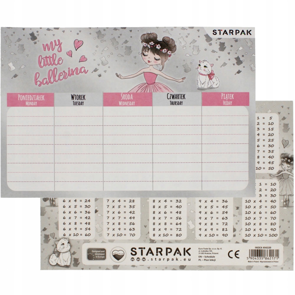 STARPAK PLAN LEKCJI TABLICZKA MNOŻENIA BALETNICA - 12423502799 - oficjalne archiwum Allegro