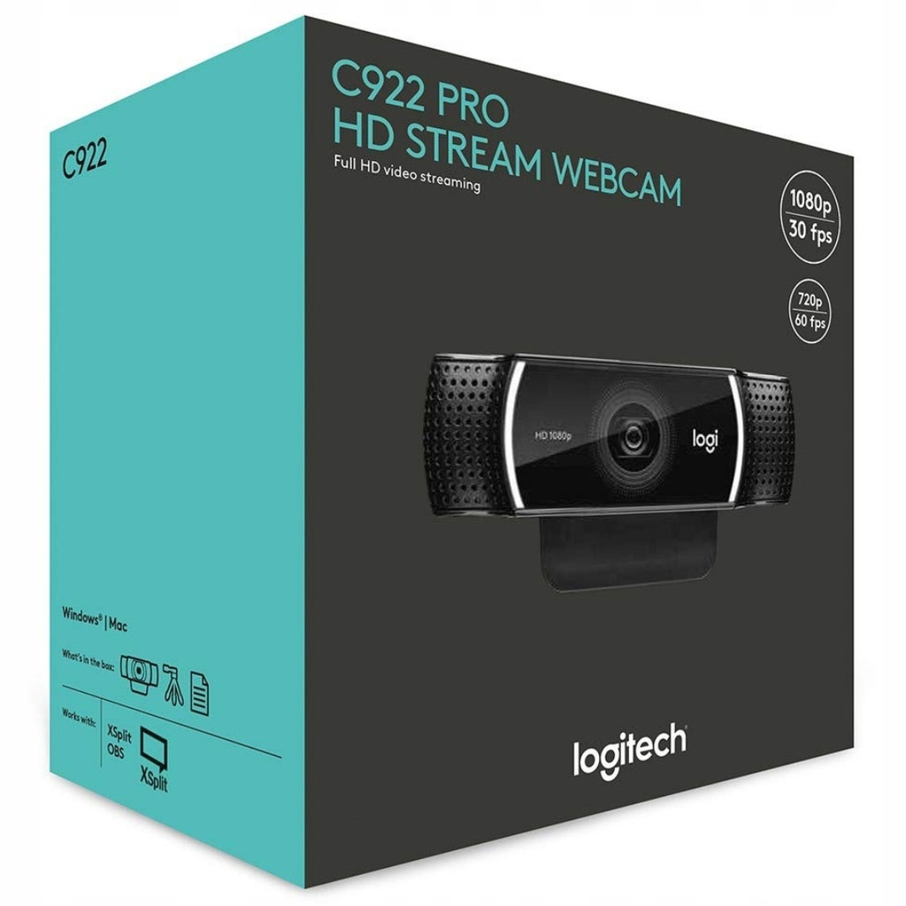 Kamerka Internetowa Logitech C922 PRO STREAM FHD / HD 30 / 60 FPS 3MP USB - 17444660335 ...