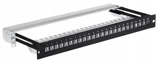 Patch panel keystone RACK 19" 1U, 24 porty, FTP, STP, wysuwany, Netrack ...