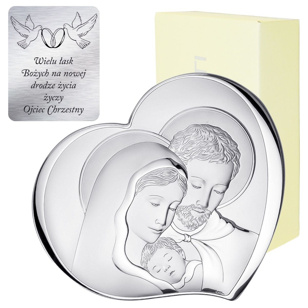 Obraz Srebrny Święta Rodzina Prezent Komunia Ślub - 6747057548 - oficjalne archiwum Allegro