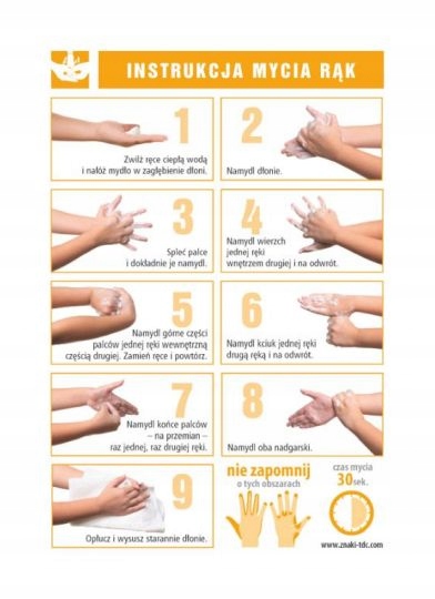 Instrukcja mycia i dezynfekcji rąk 14,8x21 pcv - 9168758453 - oficjalne archiwum Allegro