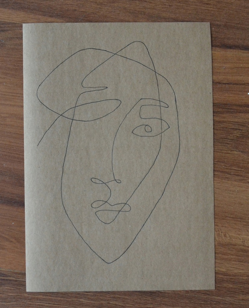 obrazek twarz linearny rysunek modern art A5 - 9222822410 - oficjalne ...