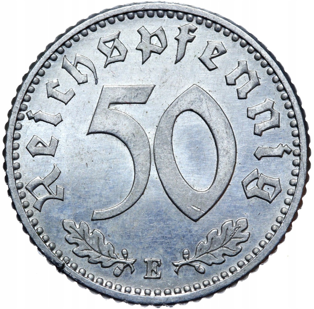 + III Rzesza - 50 Reichspfennig 1939 E - Stan UNC - 12992865246 ...
