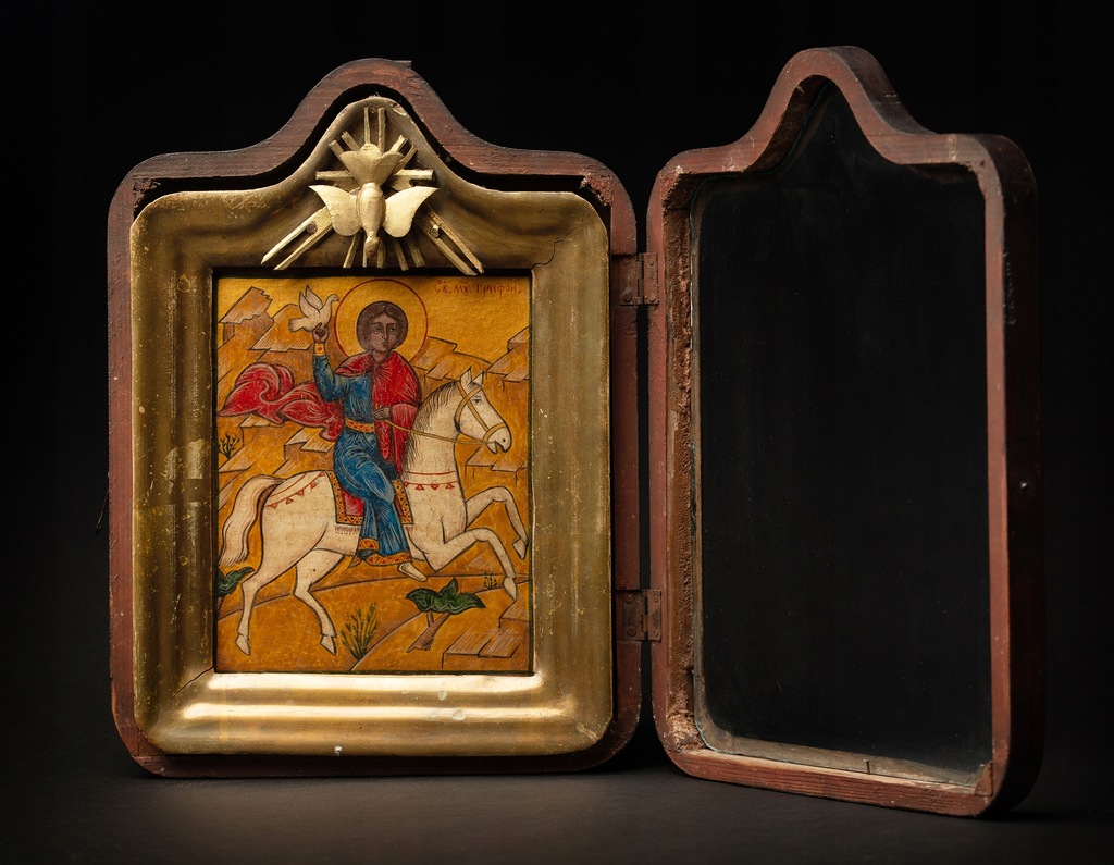 Ikona ŚWIĘTY TRYFON, w kiocie, Rosja XIX w. - 13187913257 - oficjalne ...