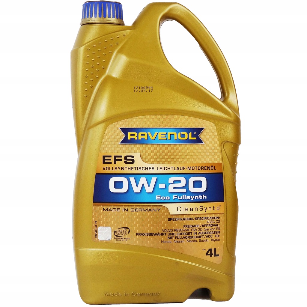 Olej Ravenol EFS SAE 0W-20 CleanSynto 4L - 9039596198 - oficjalne archiwum Allegro