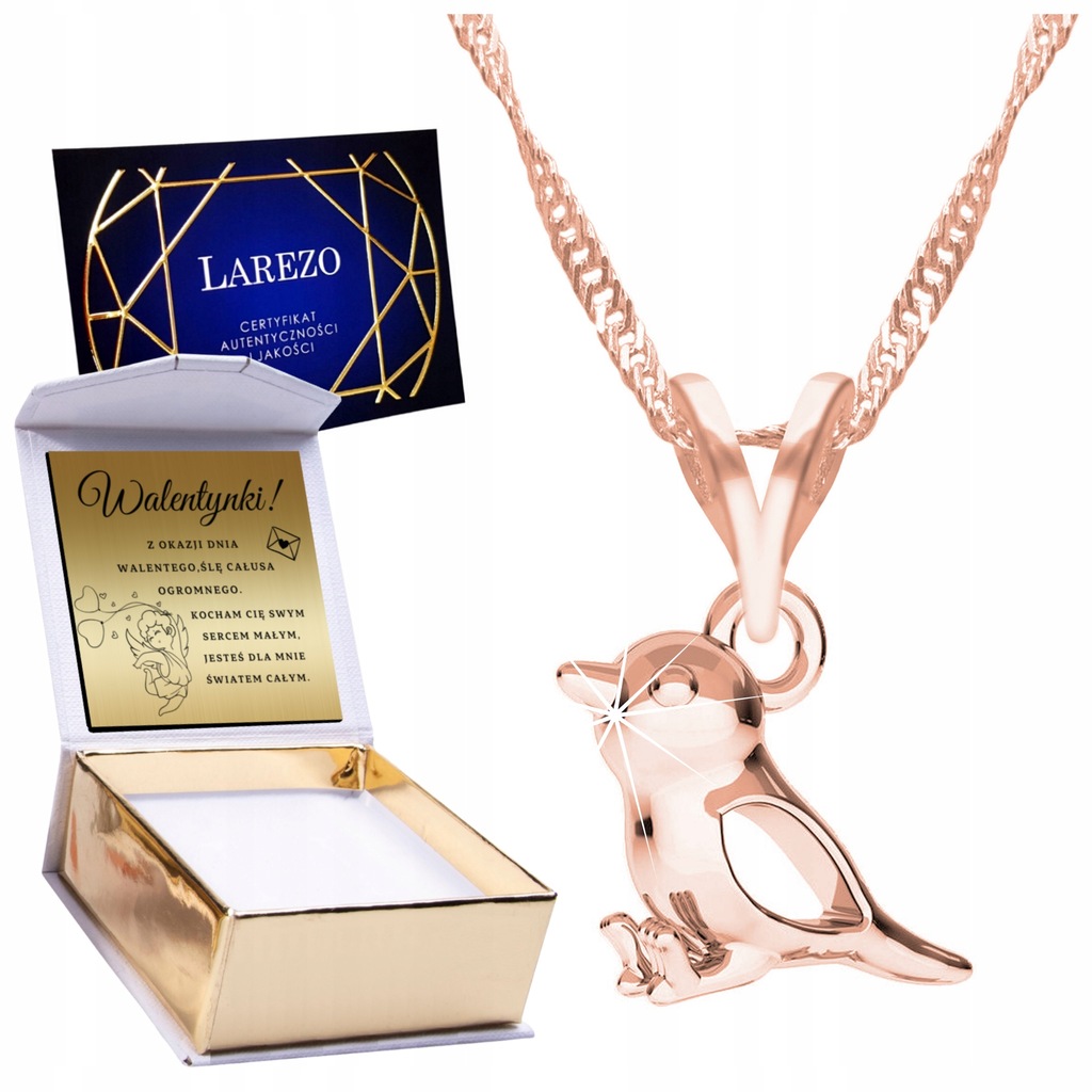 Naszyjnik złoty + GRAWER 925 Wróbel Ptak Zwierzę - 12494231841 ...