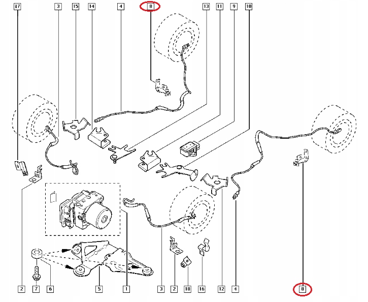 MOCOWANIE CZUJNIKA ABS RENAULT SCENIC II TYŁ ORYG - 11765105319 ...
