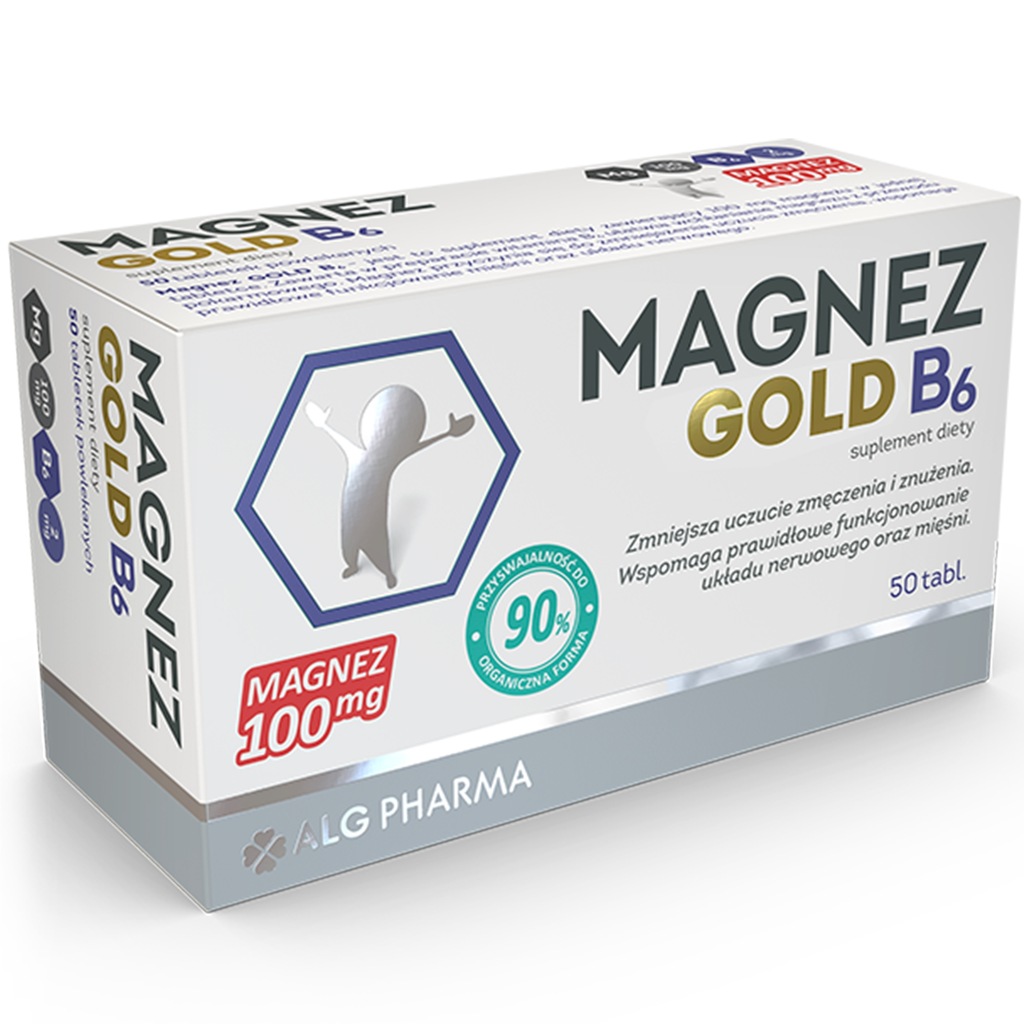 ALG PHARMA MAGNEZ GOLD WITAMINA B6 50t NERWY SERCE - 8009740547 - oficjalne archiwum Allegro