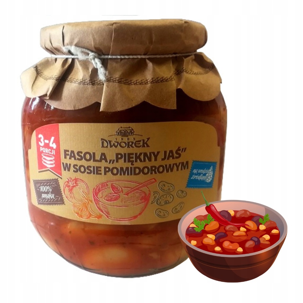Fasola piękny Jaś w sosie pomidorowym Dworek 680g - 12613028622 - oficjalne archiwum Allegro