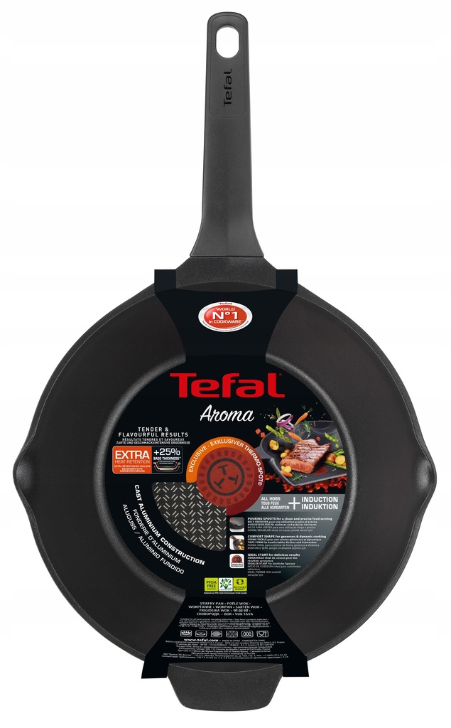 Patelnia WOK indukcja TEFAL AROMA 28 cm E21519 - 7826581741 - oficjalne archiwum Allegro