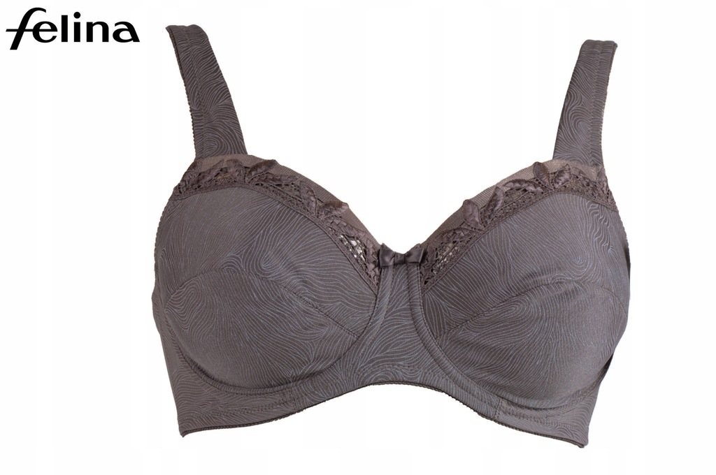 Felina BIUSTONOSZ stanik brązowy z fiszbinami haft szerokie ramiączka 80C - 15116190735 ...