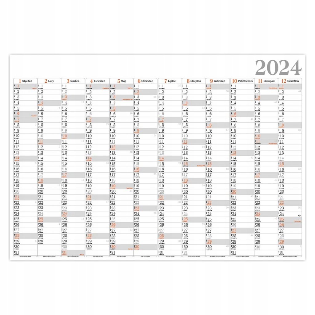 Kalendarz ścienny planer roczny 2024 Lucrum BF3 - 14315984036 ...