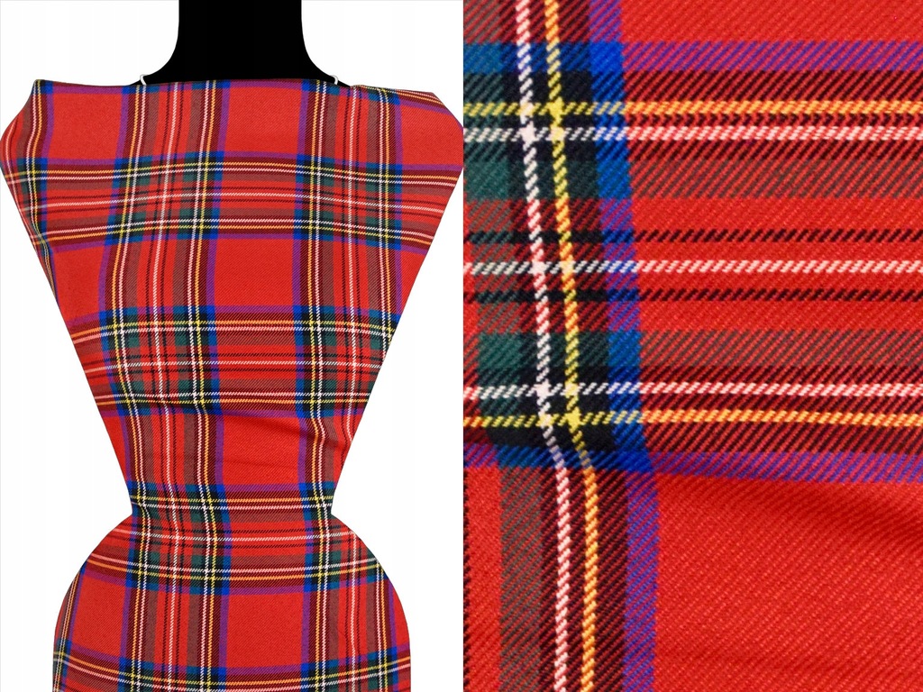 Tkanina, krata szkocka, czerwona - 8490752758 - oficjalne archiwum Allegro
