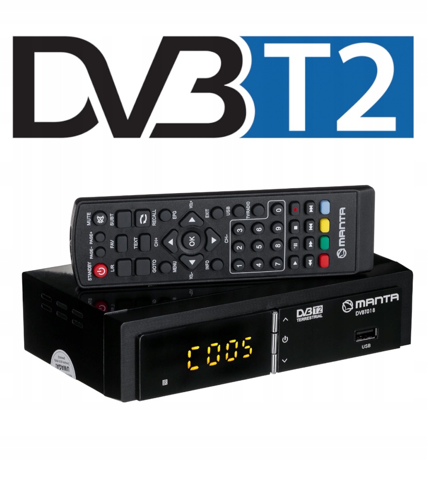 TUNER DEKODER NAZIEMNA TELEWIZJA DVB-T2/HEVC MANTA - 12317397690 - oficjalne archiwum Allegro