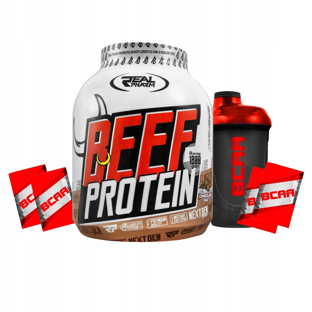 REAL PHARM BEEF PROTEIN 1800g BIAŁKO WOŁOWE WHEY ! - 10166584331 ...