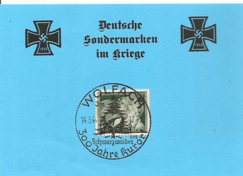 TRZECIA RZESZA -karta propagandowa -ozdobne stemple znaczki swastyka ...