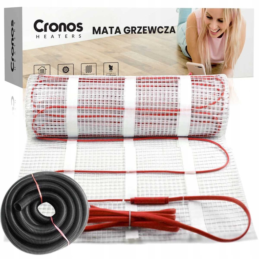 Mata grzewcza grzejna podłogowa 3m2 200W/m2 CRONOS - 12347717060 - oficjalne archiwum Allegro
