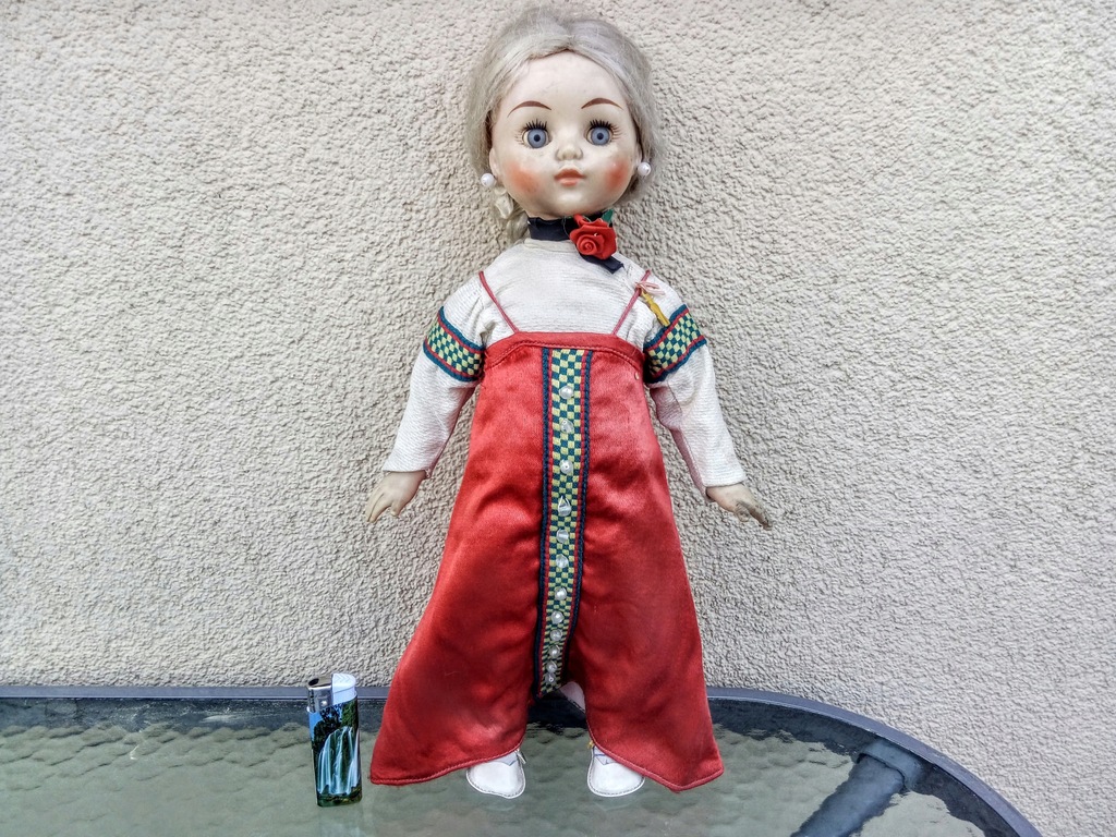 STARA DUŻA LALKA LUDOWA ŁOWICZANKA ruchome oczy - 13736359321 ...