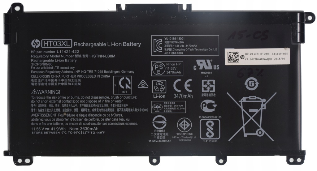 Oryginalna Bateria HP 15-CS HT03XL L11421-422 L11119-855 33% ...