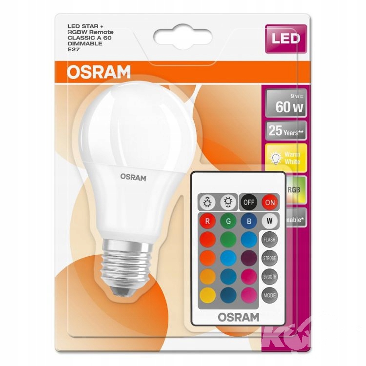 OSRAM LED STAR ŻARÓWKA RGB + PILOT 9W =60W E27 A60 - 7502982094 - oficjalne archiwum Allegro