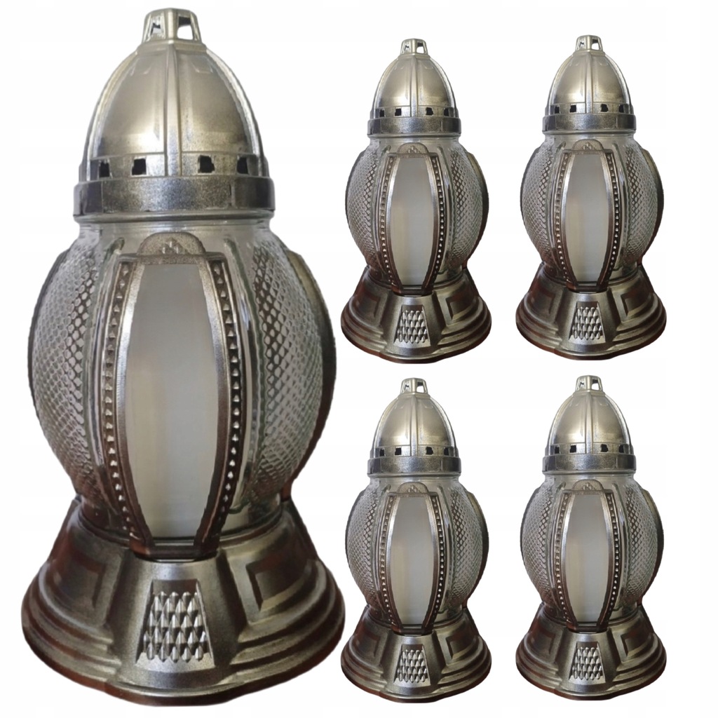 ZESTAW 5SZT DUŻE ZNICZE SZKLANE KULE SREBRNE ELEGANCKIE NOWOCZESNE NA ...