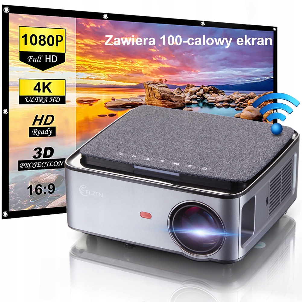 RZUTNIK WIFI 1080P PROJEKTOR FULL HD Bluetooth 4K - 13419141566 ...