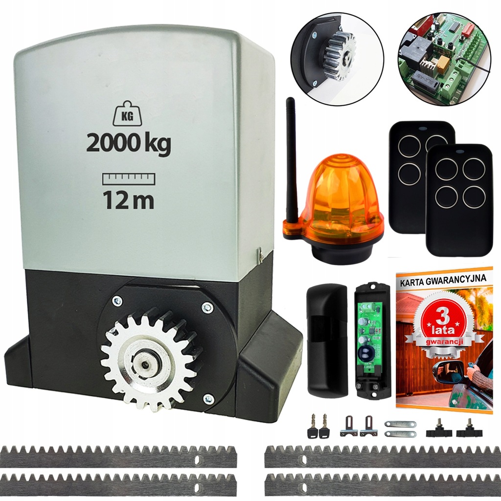 Napęd do bramy przesuwnej LW750 12m/2000kg Zestaw - 12025224400 - oficjalne archiwum Allegro