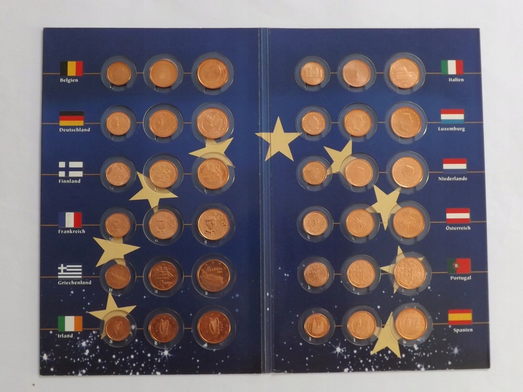 Euro-Kolekcja 1999-2002 monety 1,2,5 cent 36 x UNC - 14303293185 ...