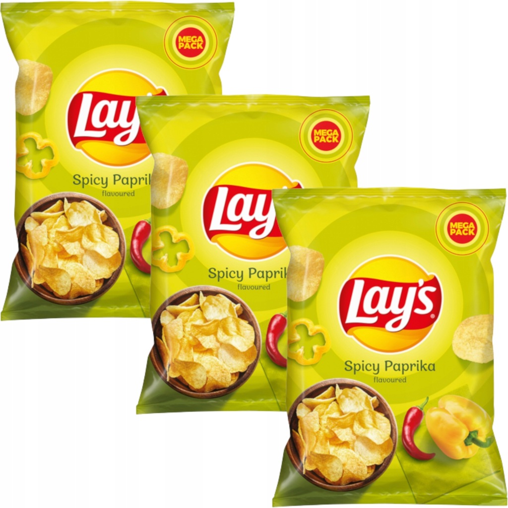 Lay's Lays Spicy Paprika Chipsy ostre 3x 215g - 12638433942 - oficjalne ...