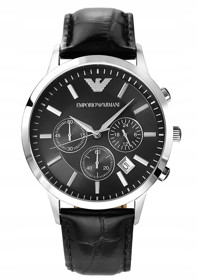 Zegarek Męski Emporio Armani Chronograf AR2447 z Paskiem Skórzanym ...