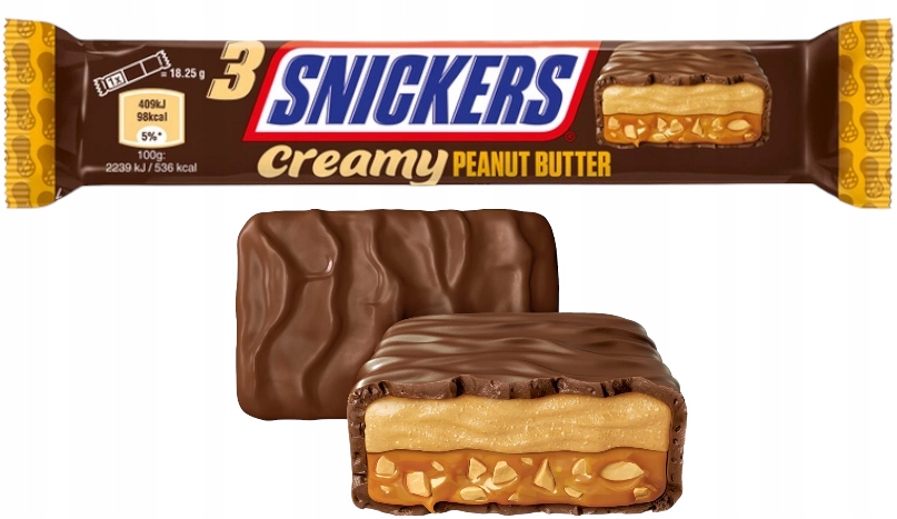 Baton Snickers Creamy Peanut Butter Masło Orzechowe Mini Batoniki 3x18 ...