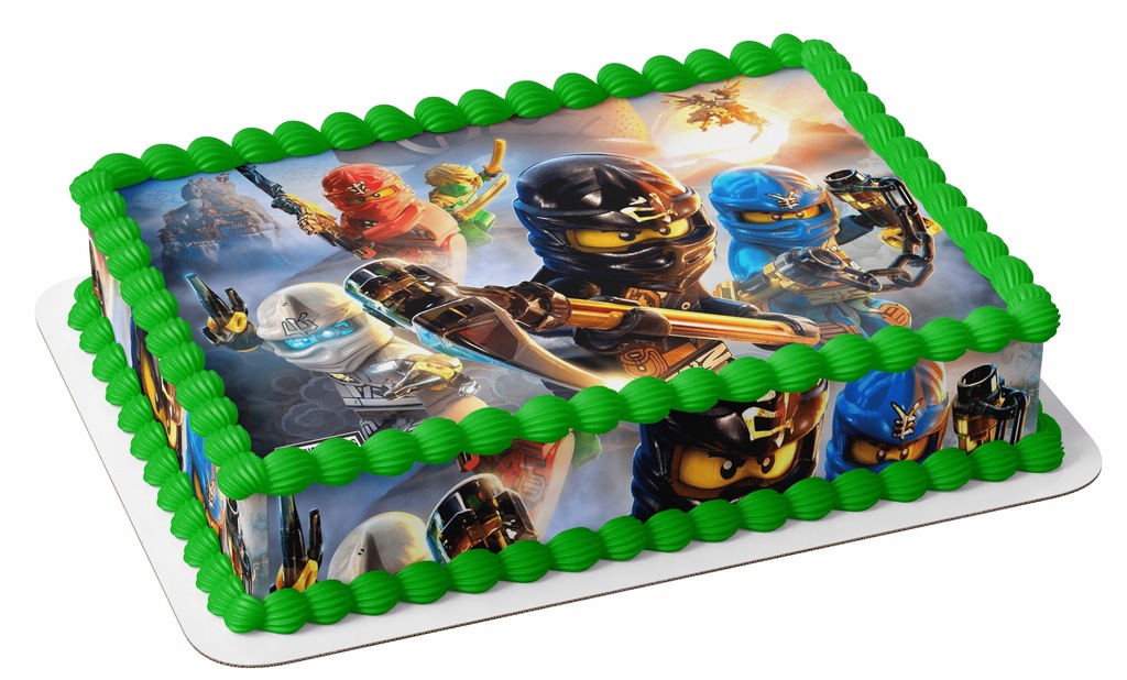 OPŁATEK NA TORT LEGO NINJAGO + BOKI I NAPIS - 12364695702 - oficjalne ...