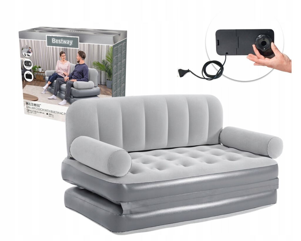 Dmuchana sofa welurowa BESTWAY 180 x 152 x 64 cm - 13967140856 ...