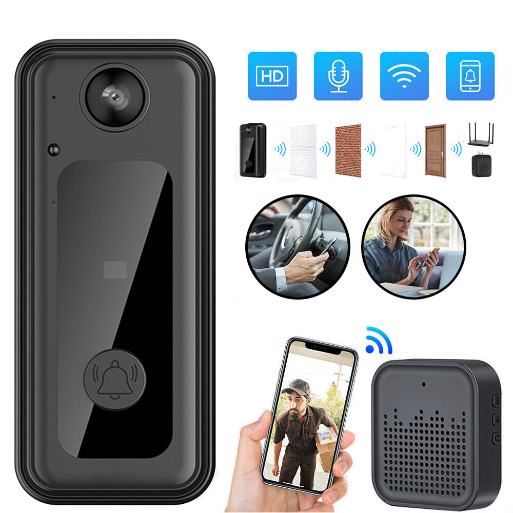 BEZPRZEWODOWY DZWONEK DO DRZWI Z KAMERĄ, INTELIGENTNY DOMOFON WI-FI, CZARNY - 14784122298 ...